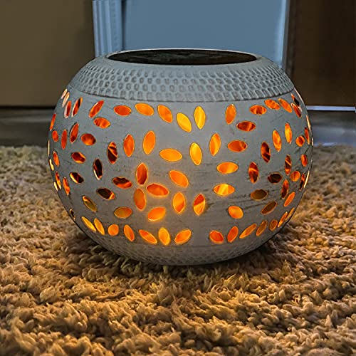 Solar Table Lights Outdoor Waterproof - Dancing Flickering Flame Lamp White Metal Tabletop Light Solar Powered Decorative Lighting Lantern for Desk Bedroom Patio Garden Pathway Yard (1 Pack)
