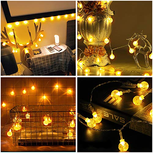 Metaku Globe Fairy Lights Battery Operated 33ft 80LED String Lights with Remote Waterproof Indoor Outdoor Hanging Decorative Christmas Lights for Home Party Patio Garden Wedding