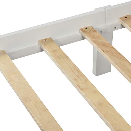 POCIYIHOME Twin Wood Platform Bed with Headboard and Footboard, Modern Bed Frame with Solid Wood Slat and Support Legs for Bedroom, Simple and Classic Design,No Box Spring Need, White (Twin)