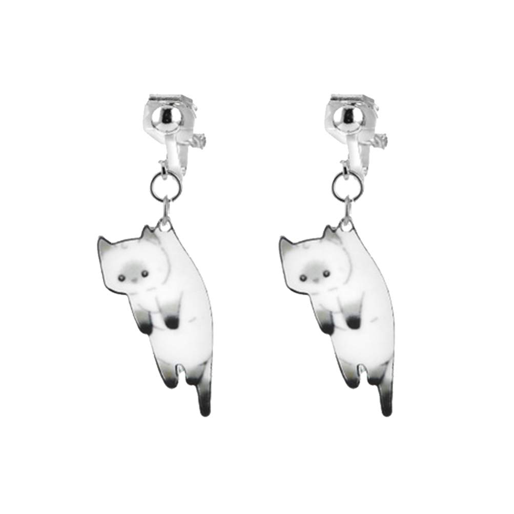 FENICAL Cat Ear Pendant Cute Clip On Earrings Without Piercing Eardrops or Women Ladies