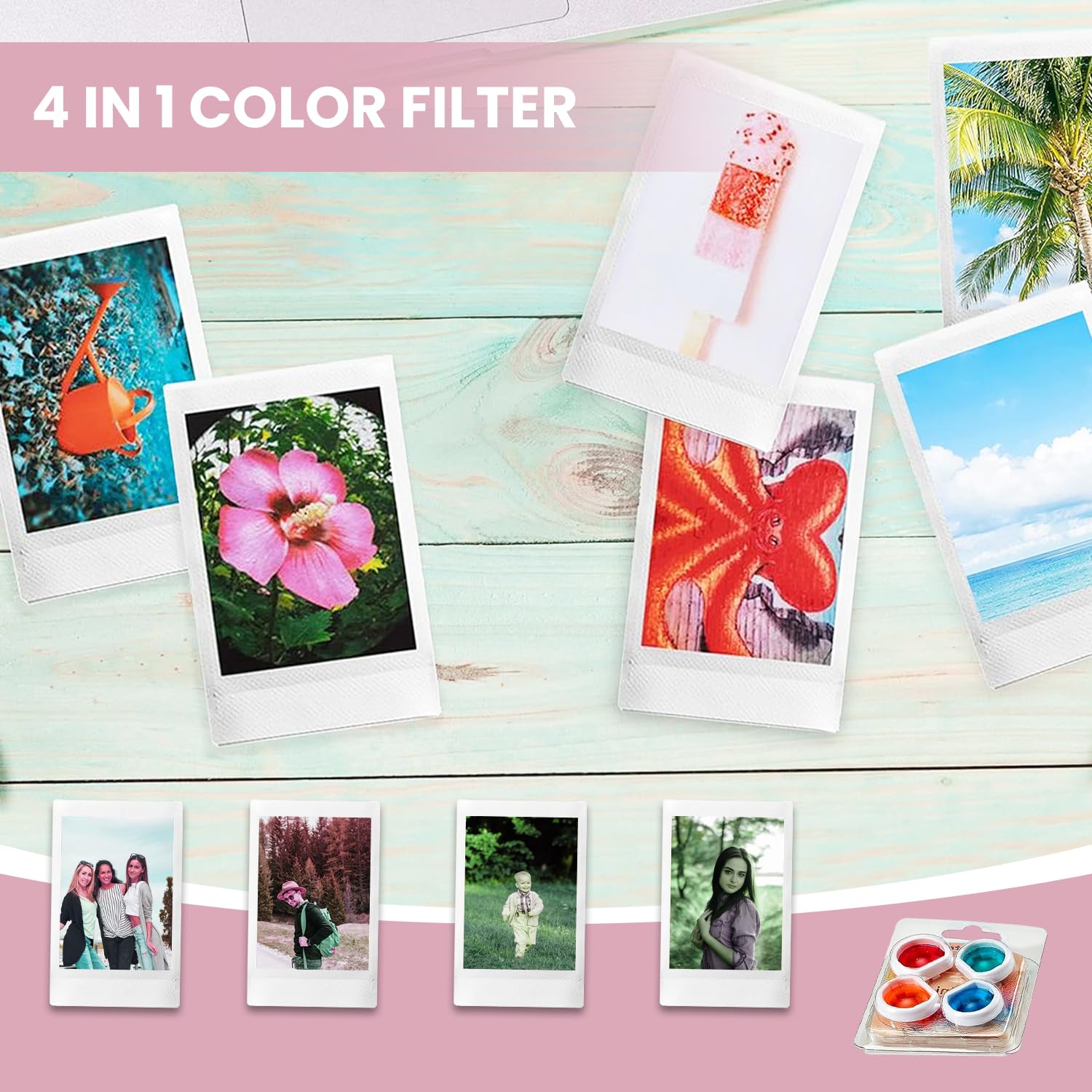 FujiFilm Accesories Pack, Includes Photo Album, Camera Case, Camera Strap, 60 Exposures Film Value Pack & Cleaning Cloth - Blush Pink (Camera Not Included)