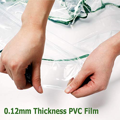 Worth Garden Replacement Cover for 4 Tier Mini Greenhouse - Applicable Size 75'' H x 27'' L x 19'' W - with Roll-Up Zipper Door - Clear Cover Only - G303B00