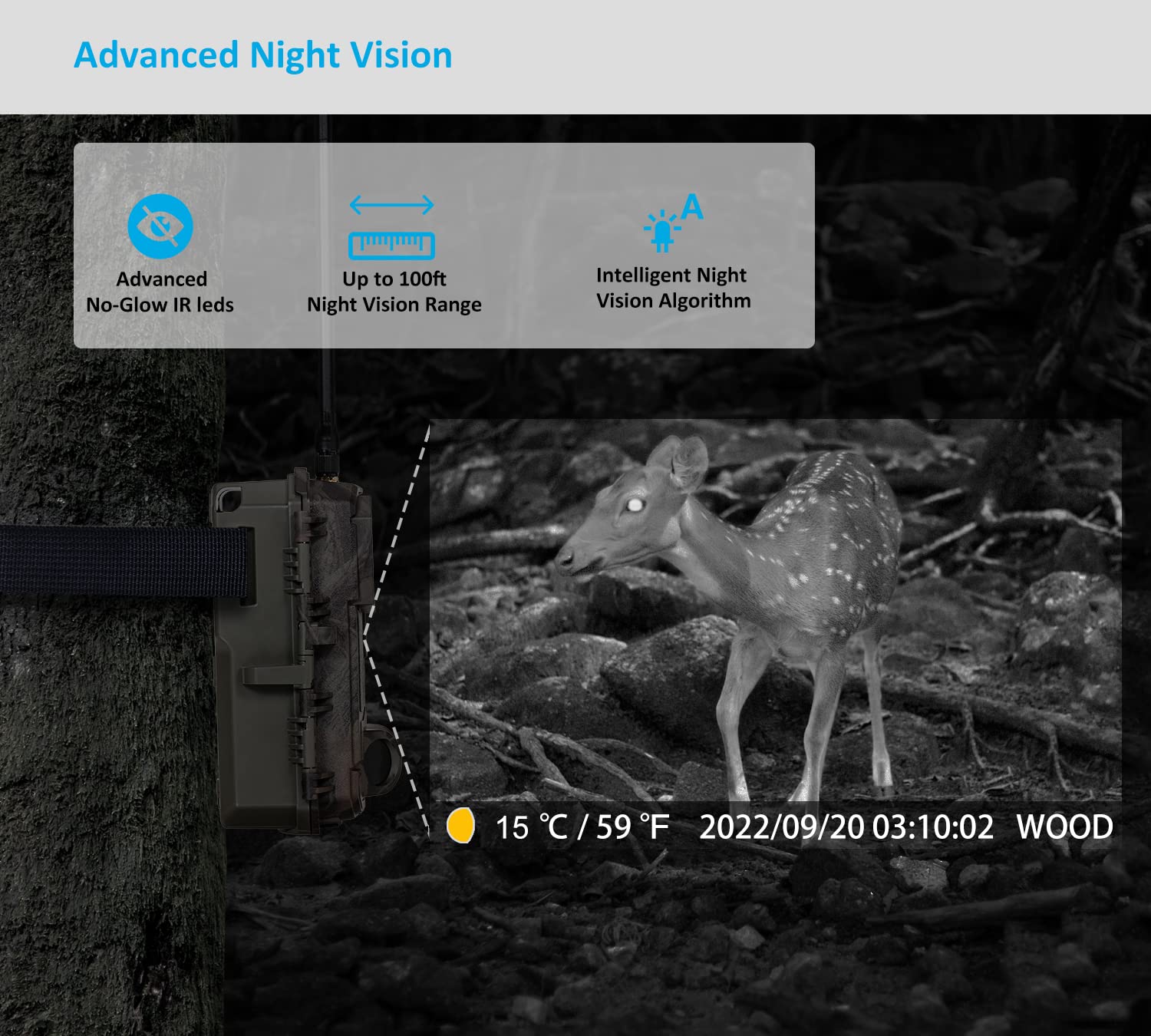 Meidase S900 Cellular Trail Camera, 4G LTE Game Camera, 32MP 1296p, 100ft No Glow Night Vision, Send Pictures to Your Cell Phone, Outdoor Wireless Security Camera