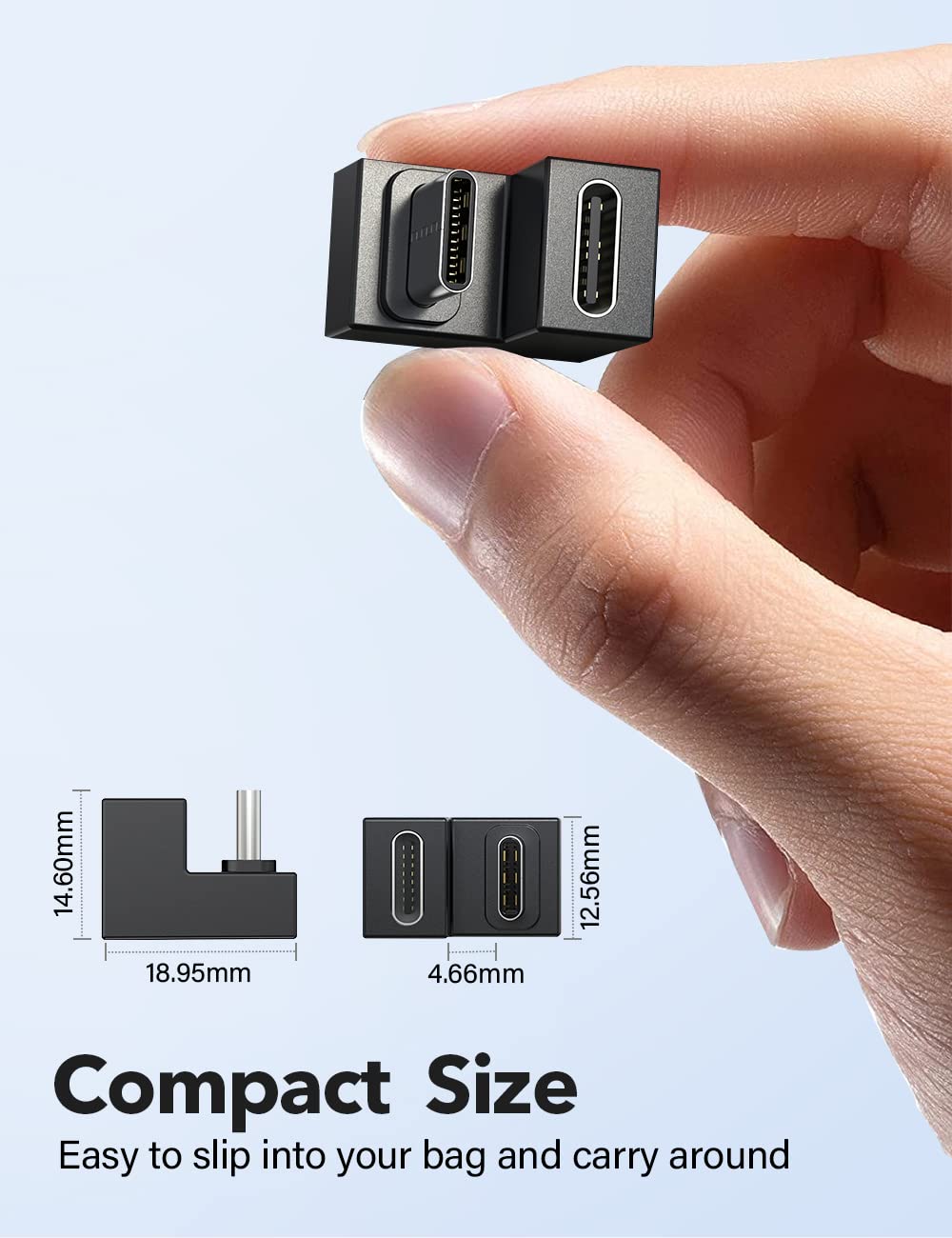 UPERFECT USB C U Shape Adapter, 360 Degree Angled USB 3.1 Type C (USB-C) Male to Female U Shape Adapter 4K144hz Resolution 10Gbps for Monitor,Laptop, Tablet & Mobile Phone