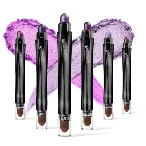 LUXAZA 6 PCS Neutral and Brown Metallic Eyeshadow Stick Pencil Crayon,Champagne Shimmer Cream Eye Brightener Stick Highlighter Makeup,Pro Waterproof & Long Lasting