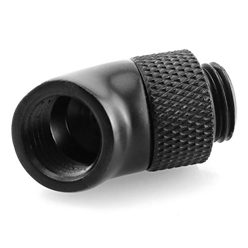DGZZI 45 Degree Angled Fitting 2PCS G1/4" 45 Degree Black Male to Female Rotary Extender Fitting for Computer Water Cooling System