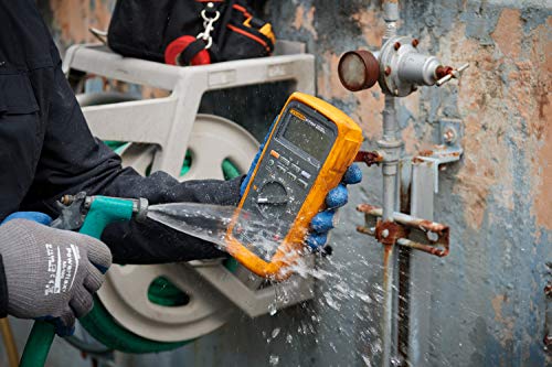 Fluke 87V MAX True-RMS Digital Multimeter, Rugged, Waterproof and Dustproof IP67 Rated, Up to 800 Hour Battery Capacity, Built-In Thermometer, Withstands Drops Up To 13 Feet, Includes TL175 Test Leads