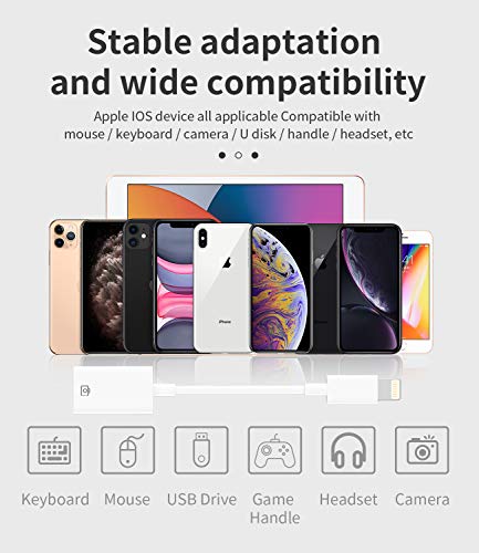 Lightning Male to USB Female Adapter OTG Data Sync Cable Compatible with Iphone13 11 12pro Max Mini XR X XS 8 7 SE Plus for Apple Ipad Air,Camera,3.0 Mouse,Keyboard,Hub,Midi Port Adaptador Connector