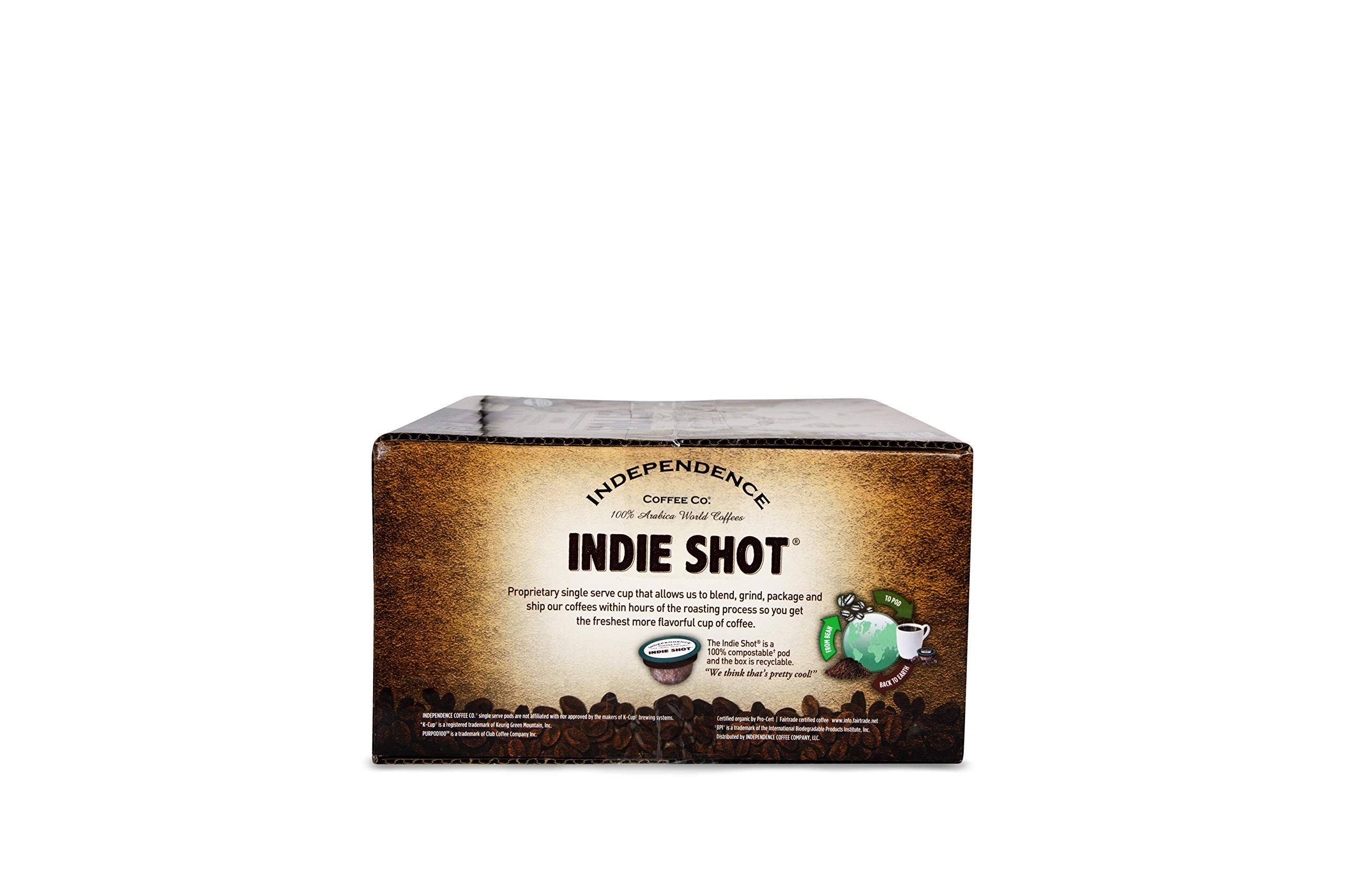Independence Coffee Co. Jet Fuel Intense and Heavy Body, Dark Roast, Single Serve Coffee Indie Shot K Cup Pods, Compostable Plant-Based Coffee Pods, Keurig Brewer Compatible, 50 Count