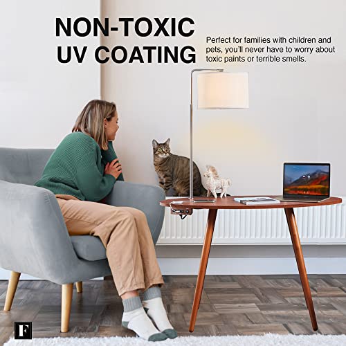 FENLO Future 39" Mid Century Desk for Home Office, Office Desk with USB Charging Station, Mid Century Modern Desk with Wireless Charging, USB, and USB-C Ports, Walnut