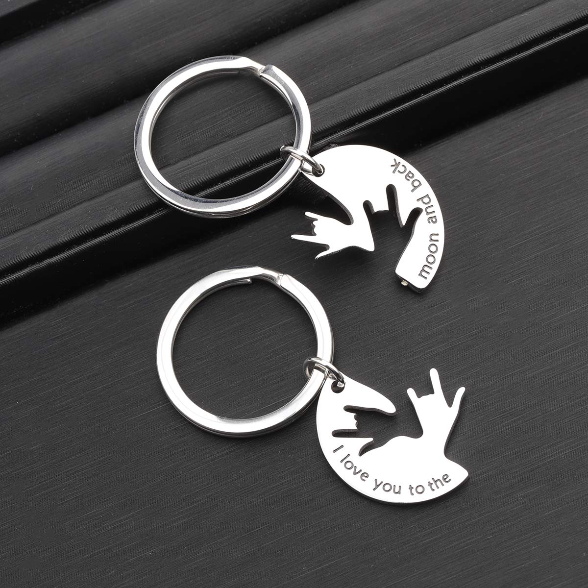 ENSIANTH I Love You To The Moon And Back Keychain Set (Moon and Back Keychain)