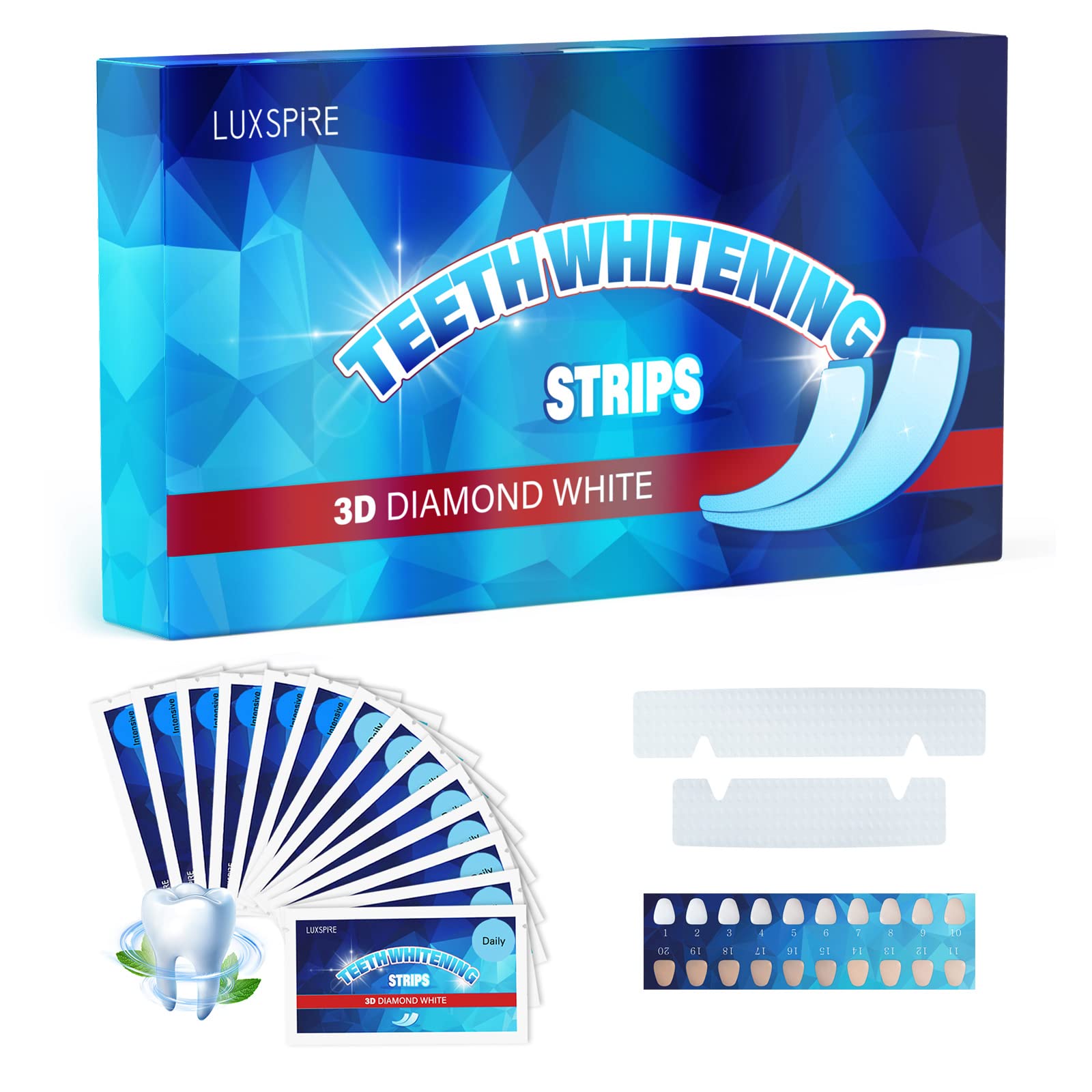Luxspire Teeth Whitening Strips, Professional Teeth Whitening Kit for Teeth Sensitive, Safe No Slip Strips Teeth Whitening Product, Fast-Result Effective Whitening, Mint, 28 Strips(14 Treatments)