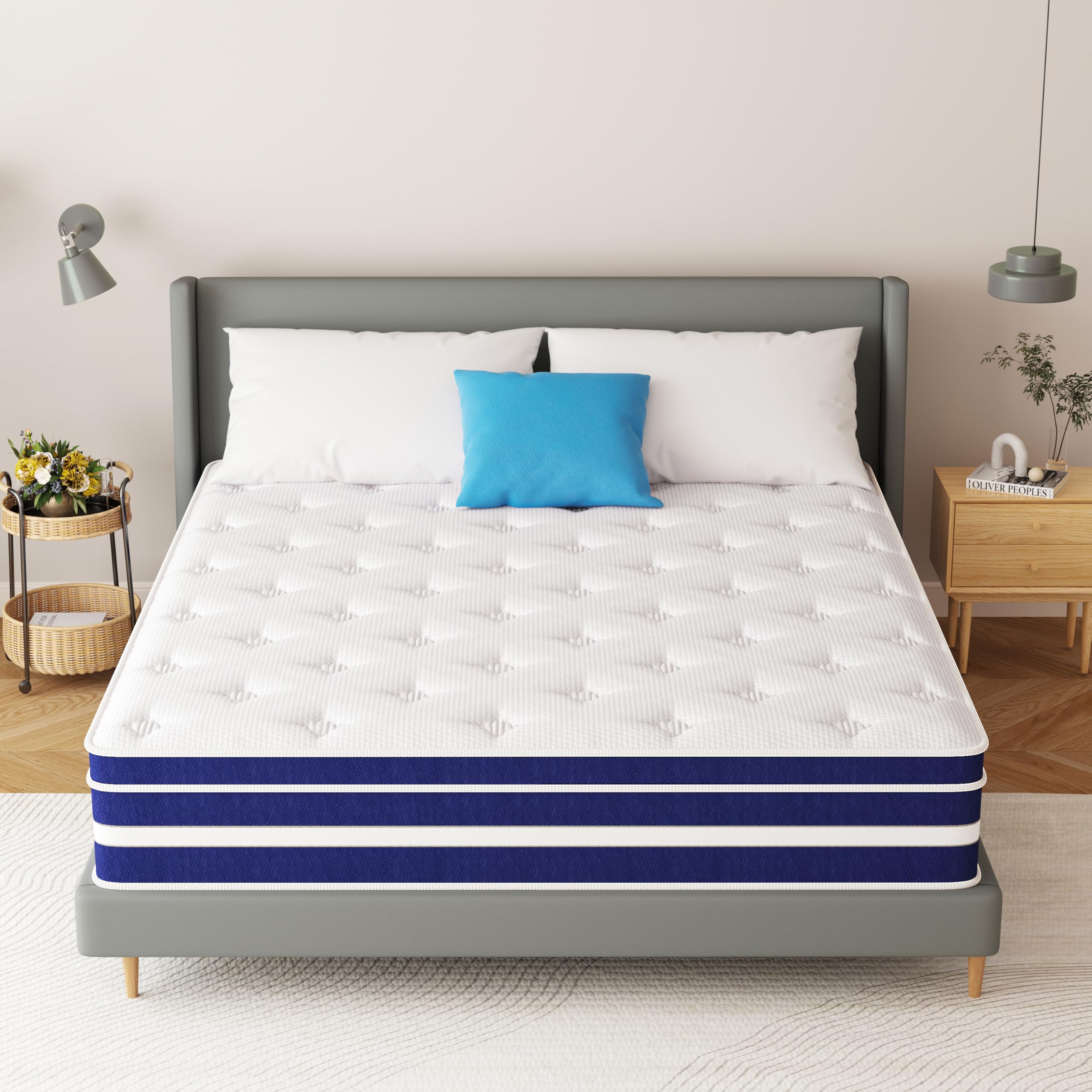 Queen Size Mattress, 12 Inch Memory Foam Hybrid Mattress in a Box with Individual Pocket Spring for Pressure Relief & Motion Isolation & Strong Edge Support, Medium Firm, CertiPUR-US,100 Nights Trial