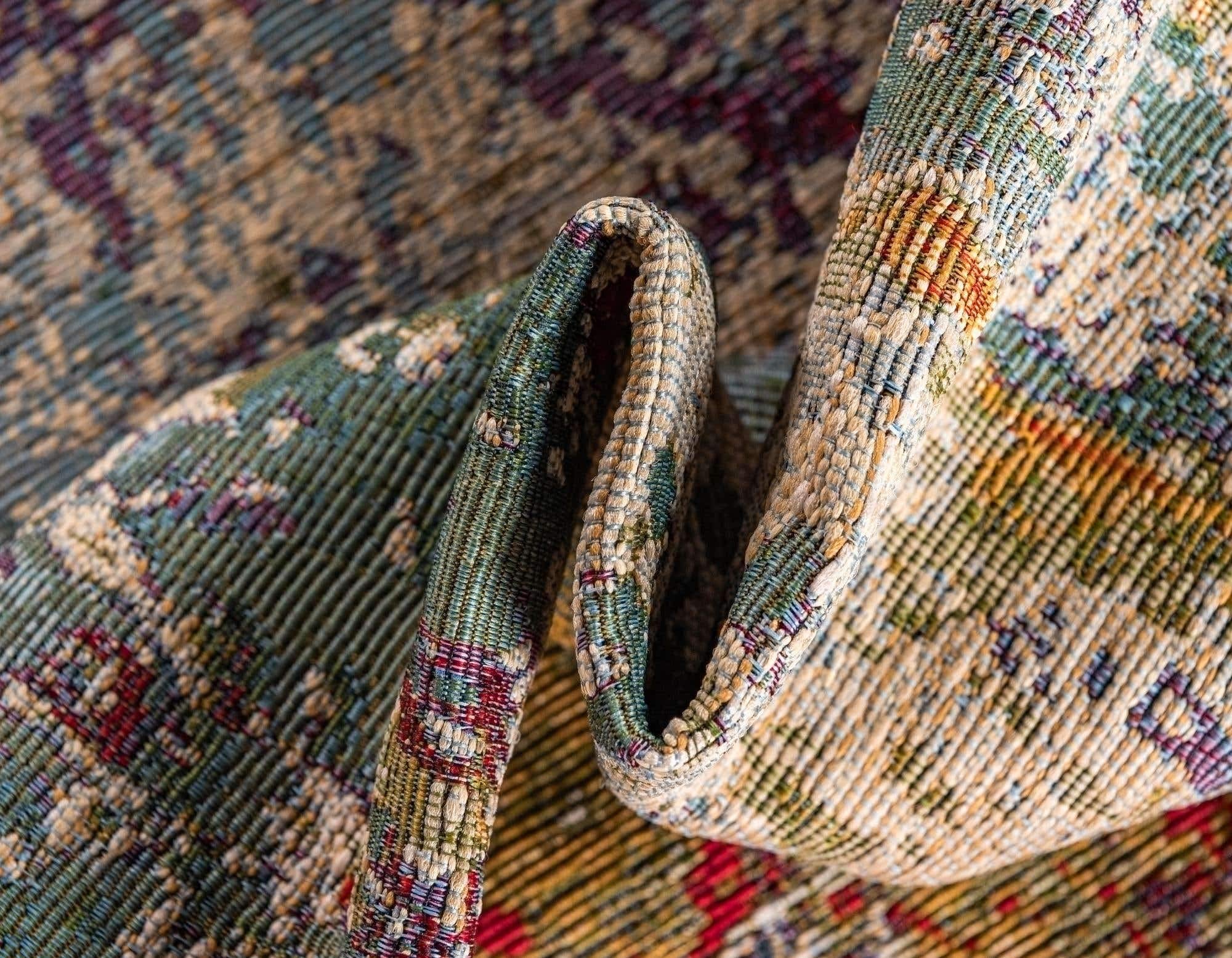 Unique Loom Outdoor Modern Collection Area Rug - Crumpled (7' 1" x 10' Rectangle, Multi/ Gold)