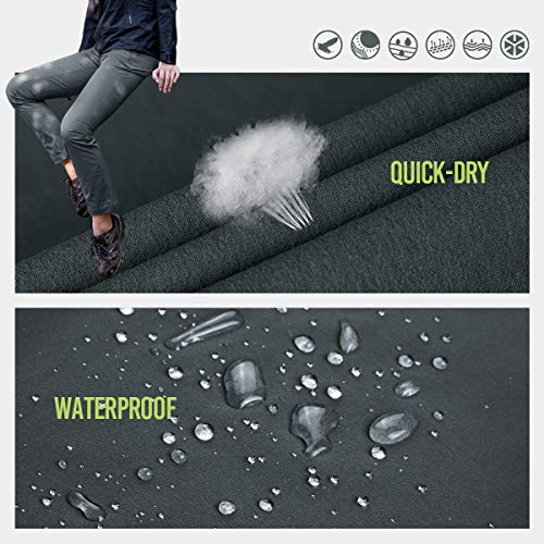 FREE SOLDIER Women's Hiking Pants Outdoor Quick Dry Lightweight Stretch Pants UPF 50+ Water Resistant Cargo Pants (Black 8)