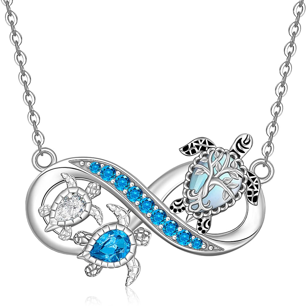 Fenthring S925 Sterling Silver Cat Necklace for Women Tree of Life Black Cat Necklace Sterling Pendant Blue