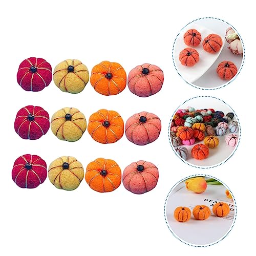 Garneck 12pcs Felt Pumpkins Artificial Harvest Decoration Funny Miniature Pumpkins Autumn Party Decorations Artificial Gourds and Pumpkins Fall Decor Decorative Items Foam Finished Product