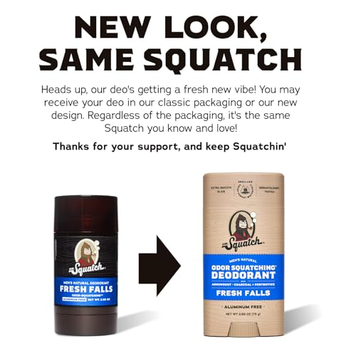 Dr. Squatch Natural Deodorant for Men โ Odor-Squatching Men's Deodorant Aluminum Free - Pine Tar + Birchwood Breeze (2.65 oz, 2 Pack)