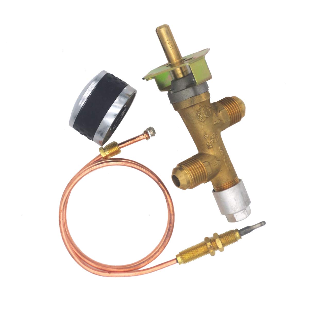 METER STAR Universal LPG Propane Fireplace Fire Pit Gas Control Cock Valve Kit with Thermocouple and Knob Switch, Replacement for Gas Grill,Heater,Fire Pit,Fireplace(3/8" Flare Inlet & Outlet)
