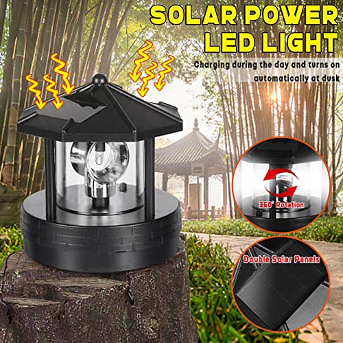 Dheera Solar LED Rotating Lighthouse, Bright LED Patio Decking Garden Rotating Light, Garden Yard Lawn Lamp for Outdoor Home