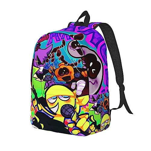 DHOUTSL Canvas Backpacks Friday Night Anime Funkin Laptop Backpack Unisex Multipurpose Double Shoulder Bag for Camping Travle Work Hiking Gifts