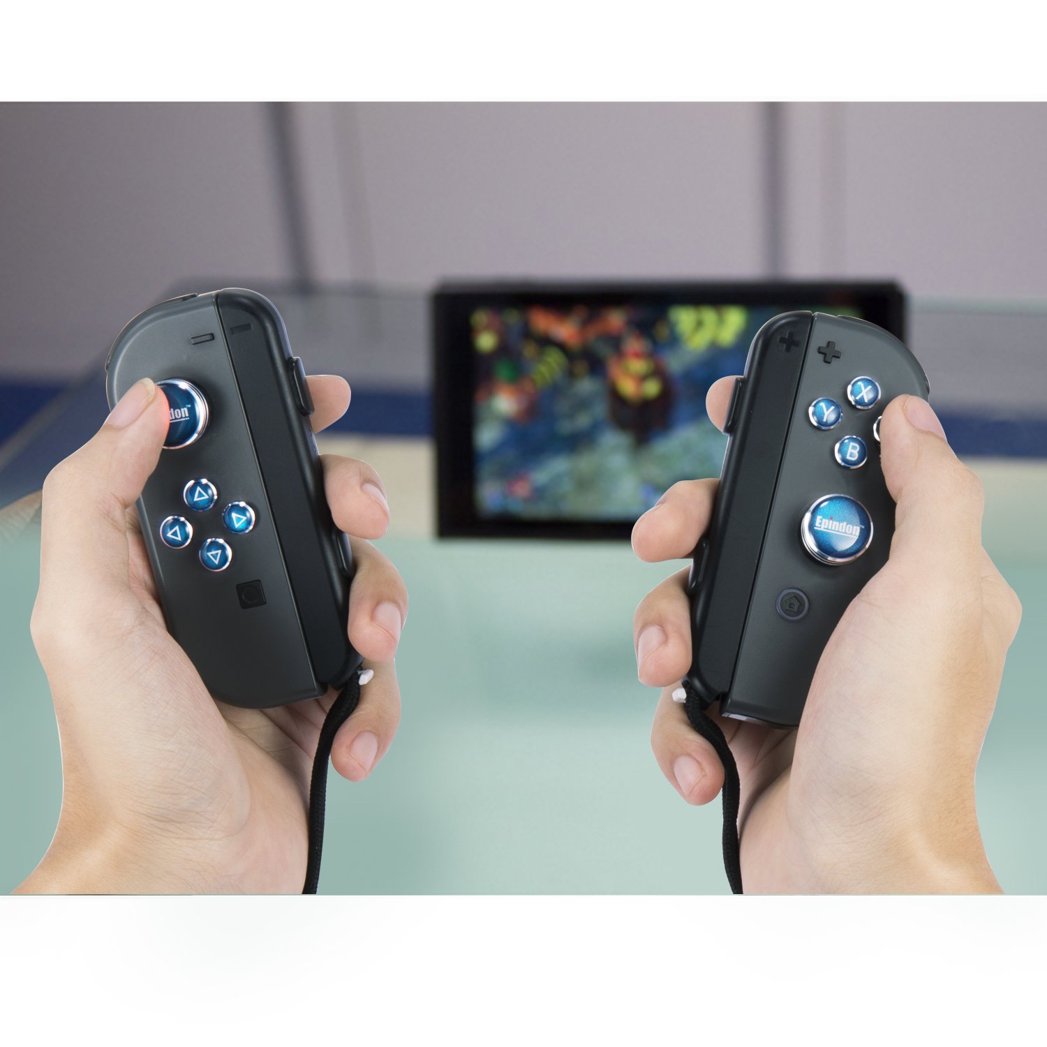 Epindon Joy-Con Analog Caps, Nintendo Switch Thumb Grips with ABXY Direction Action Buttons Cover - Navy Blue