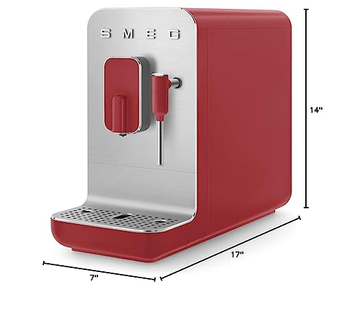Smeg Fully Automatic Coffee Machine with Steam, Black BCC02RDMUS, Whole Bean Grinder and Titan Renew Water Tank