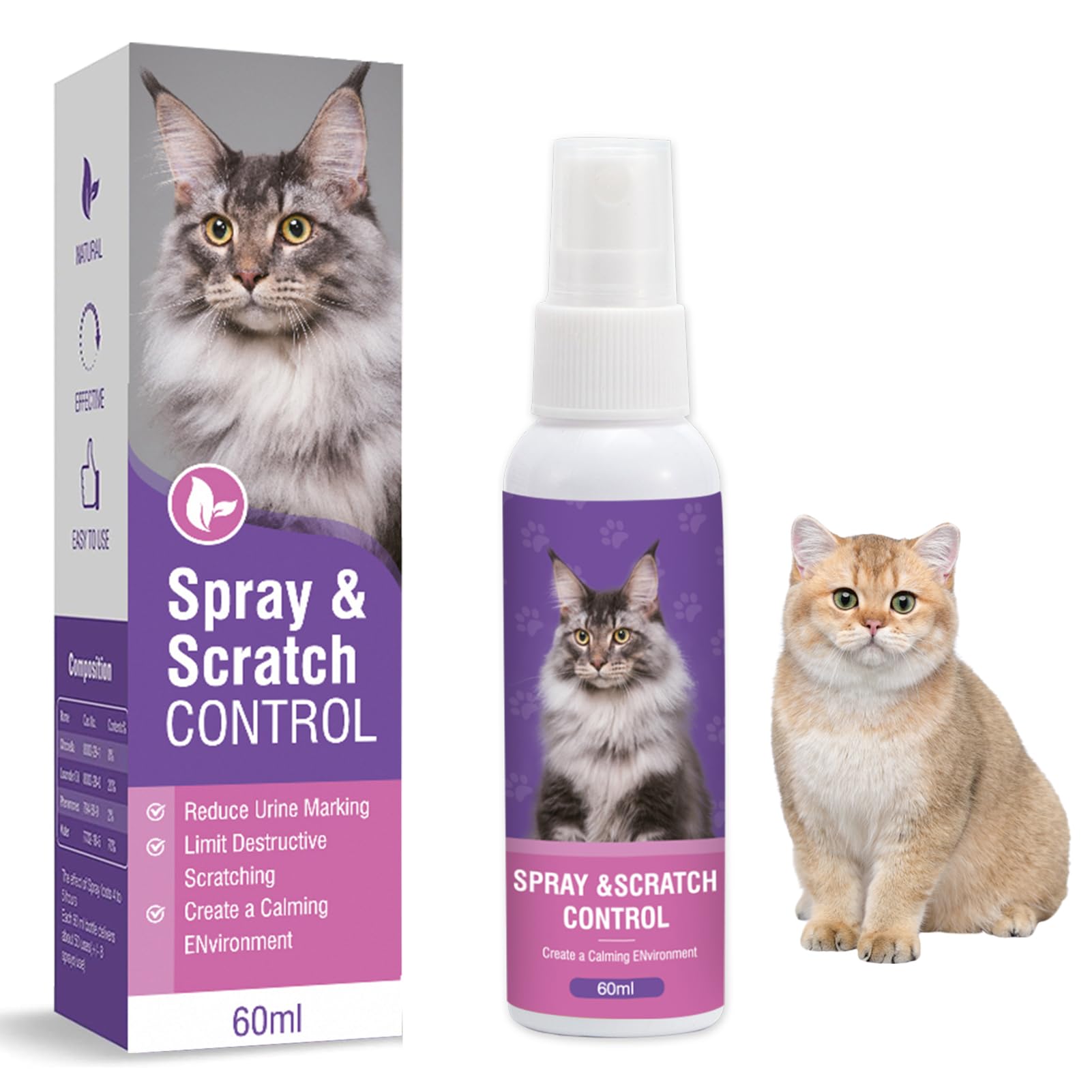 MAZHAOX Cat Calming Spray Cat Pheromone Spray 1Pack Supports Relief for Travel,Vet Visits Reduces Peeing Scratching Furniture Marking