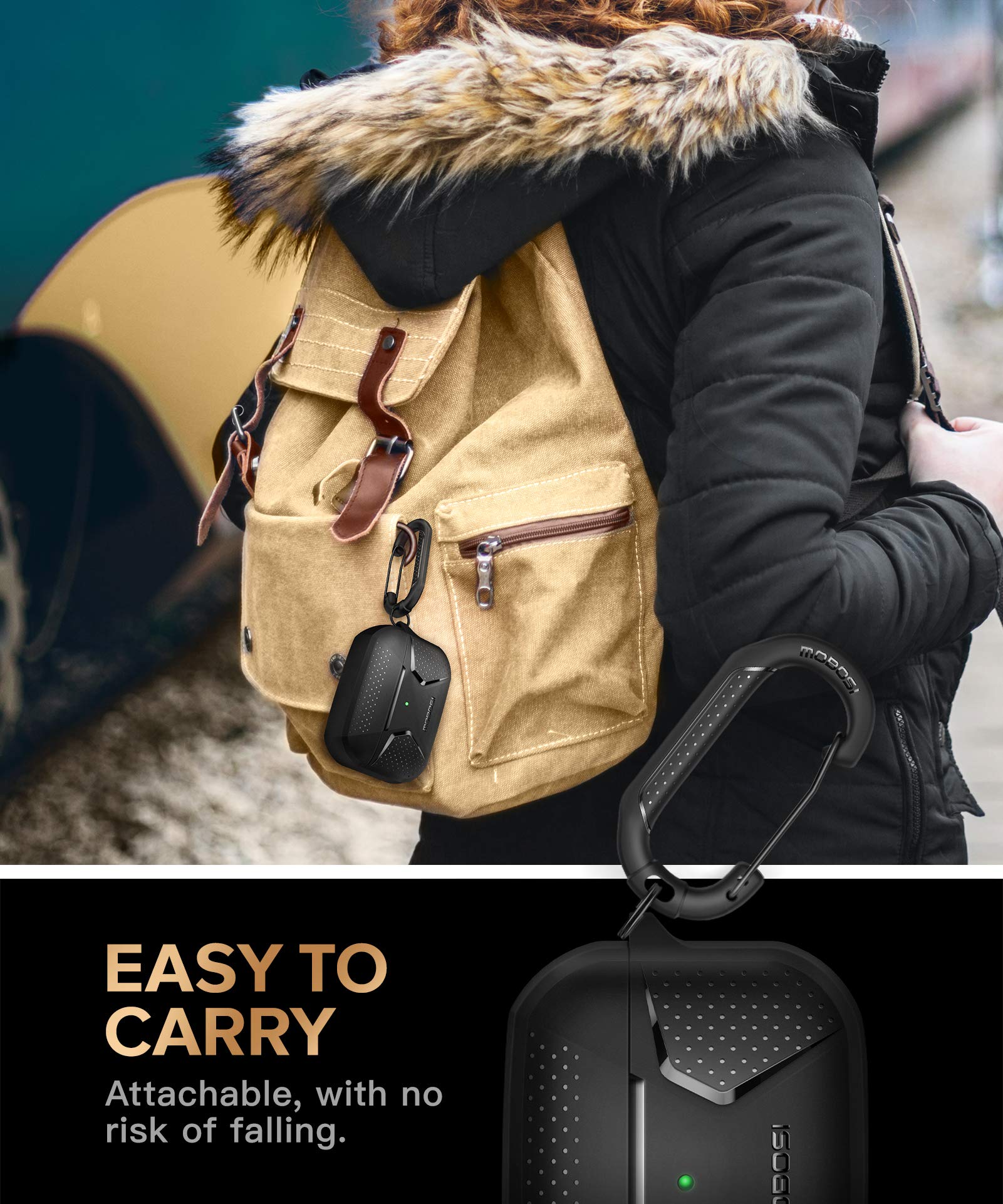 MOBOSI for AirPods Pro 2 Case 2022, Military Grade AirPods Pro 2nd Generation Case with Keychain, Men Women Shockproof Full Body Rugged Protective Case, Supports Wireless Charging, Black