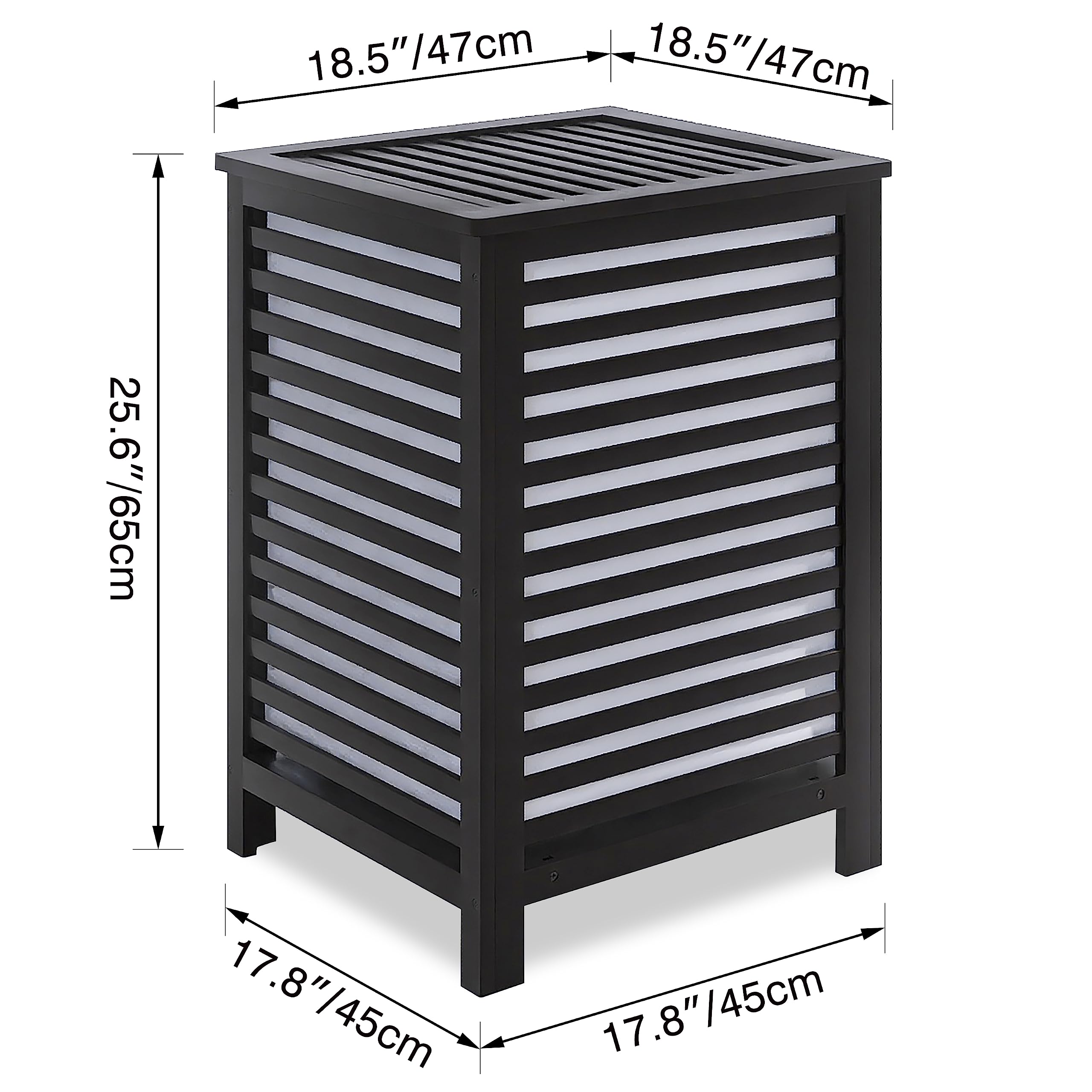 SMIBUY Double Laundry Hamper with Lid, 120L Bamboo Laundry Basket with Removable Liner Bag, 2-Section Clothes Divider Laundry Sorter for Laundry Room, Bathroom, Bedroom (Black)