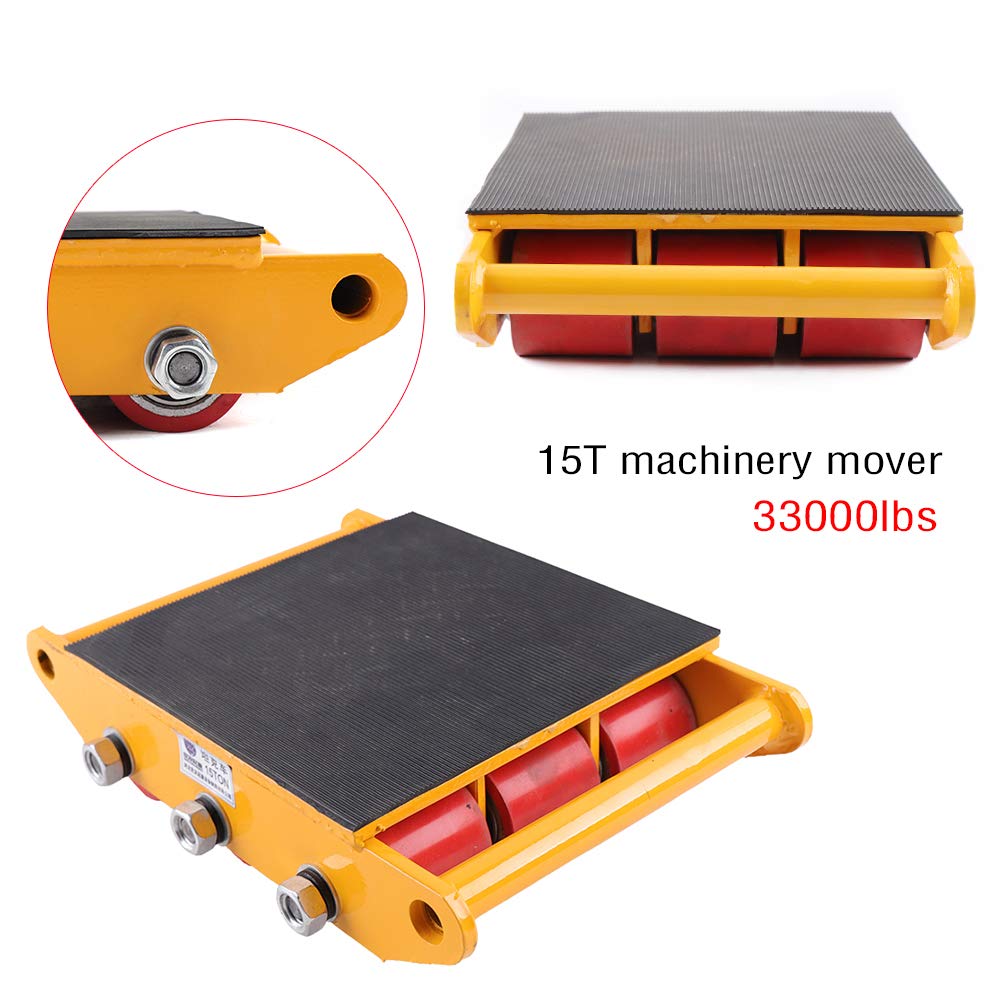 Industrial Machinery Mover, 15T Machinery Skate 33000LBS Machinery Skate Dolly with 9 Rollers, 360 Degree Rotation Machine Dolly Skate Moving Skate Mover Skate, Heavy Duty Moving Equipment