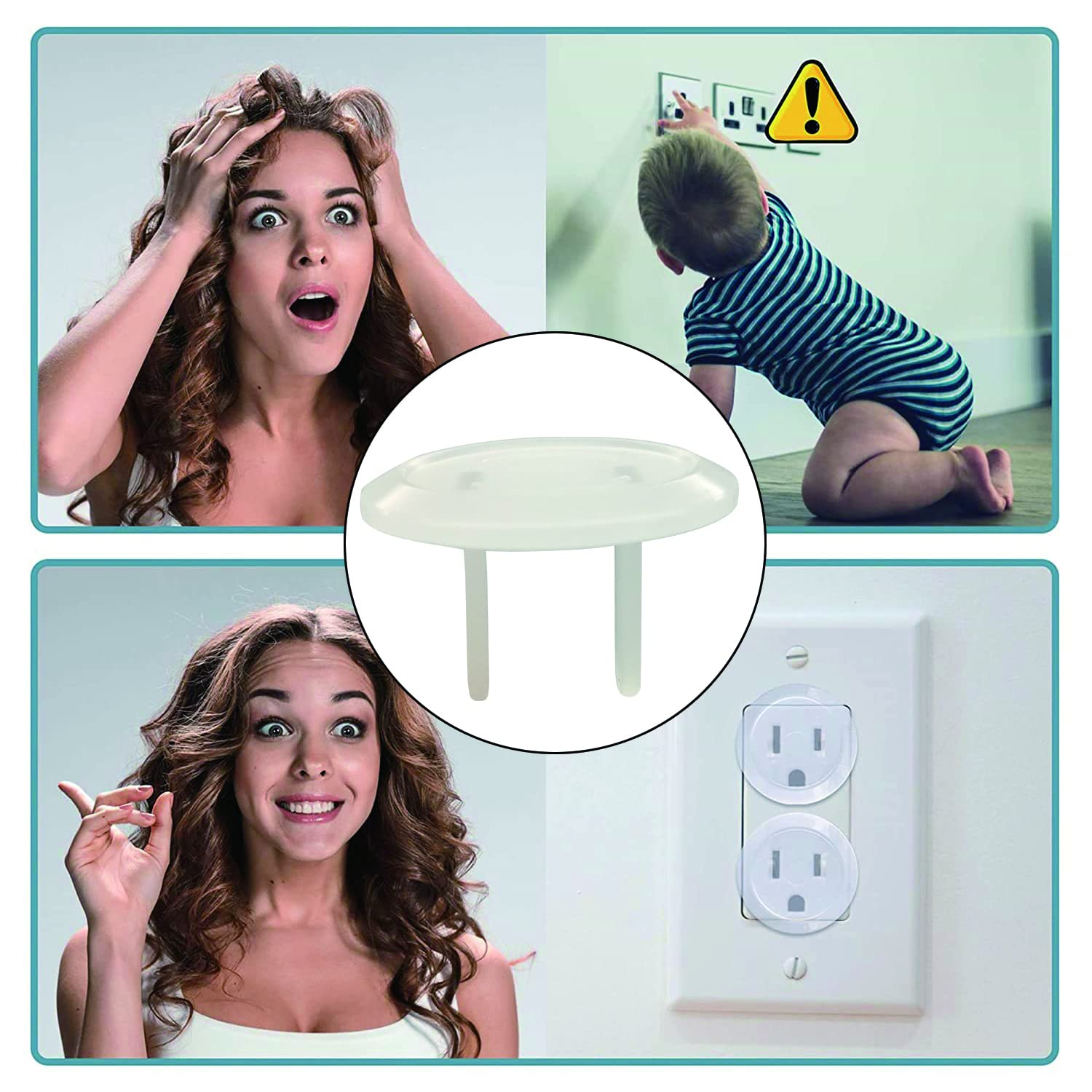 LYMGS 2-Pin Outlet Plug Covers Set, Round Electrical Insulation Clear Plastic Plug Protector for Home Baby Child Proof Safety Caps, Translucent 8 Pack