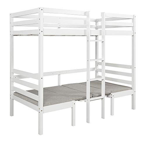 TARTOP Twin Loft Bed with Desk Turn into Twin Over Twin Bunk Bed, Wooden Functional Loft Bed Frame for Kids Teens Girls Boys,Twin Size, White
