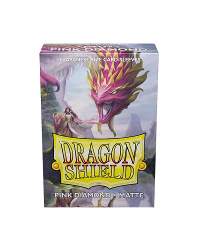 Dragon Shield Japanese Size Sleeves – Matte Pink Diamond 60CT - Card Sleeves Smooth & Tough - Compatible with Pokemon, Yugioh, & More– TCG, OCG