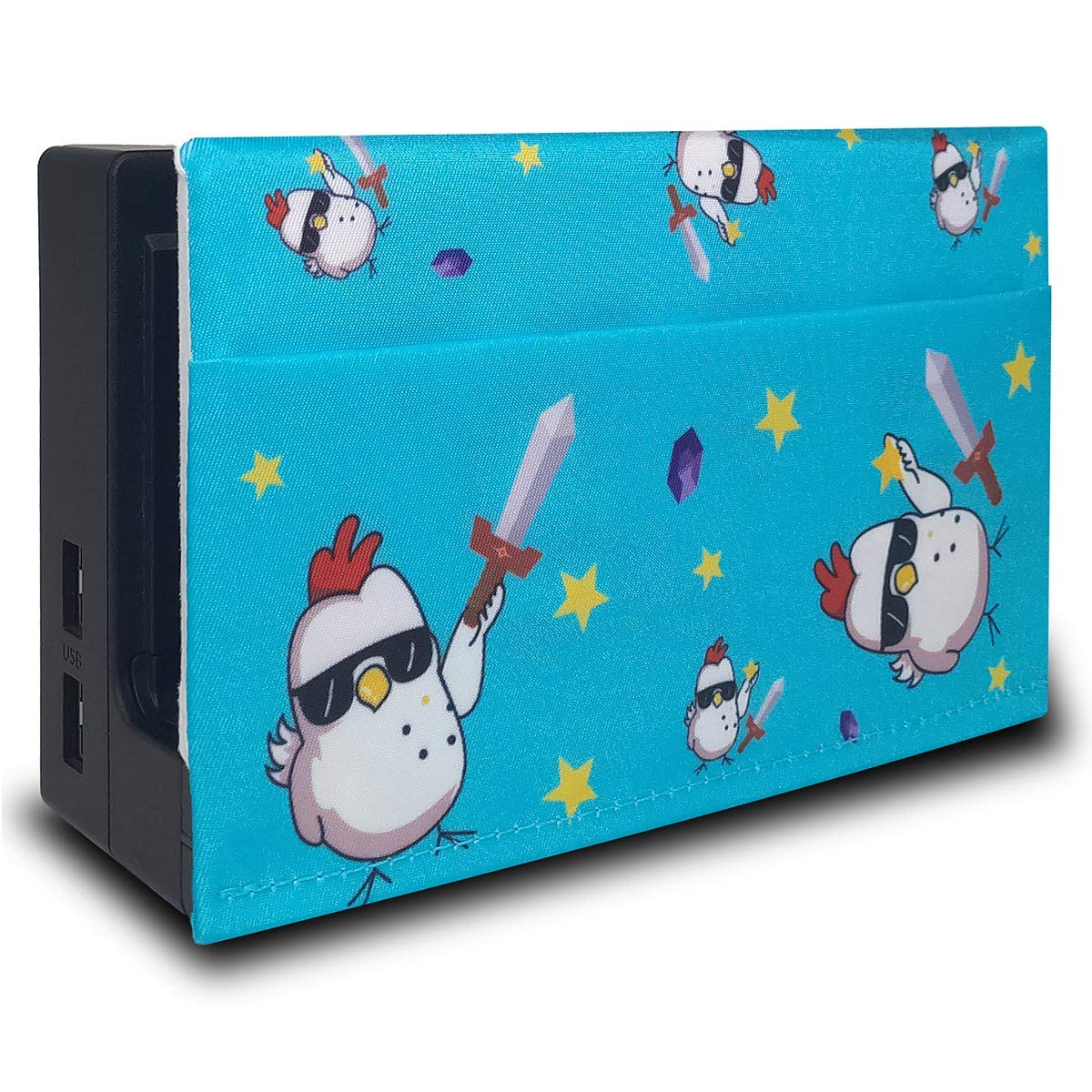 Ferkurn Switch Dock Sleeve Dust Cover Soft Compatible with Switch Dock Set, Switch Dock Sock Sleeve Cover Lining Anti Scrash Cover Dust Switch HDMI Dock Station Skin, Cyan