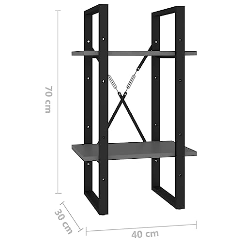 SLGSDMJ Industrial Style Open Office Bookshelf, Ladder Bookshelf, Shelving Unit, Closet Organizer, Multipurpose Storage Cabinet,2-Tier Book Cabinet Gray 15.7"x11.8"x27.6" Chipboard