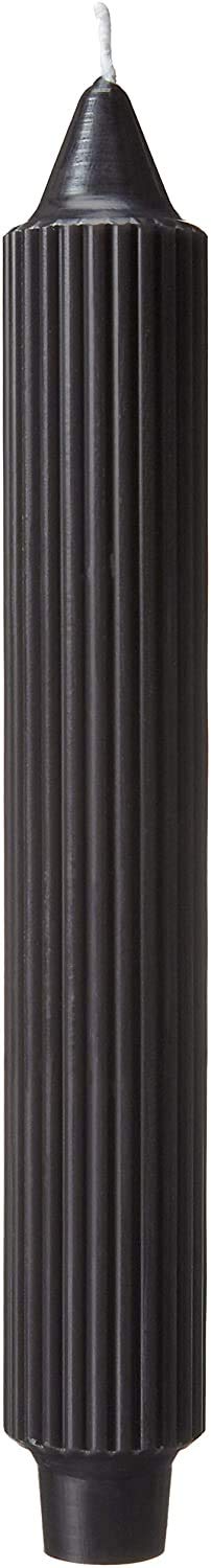 Root Unscented Grecian Collenettes Dinner Candles, 9-Inch Tall, Box of 4, Black