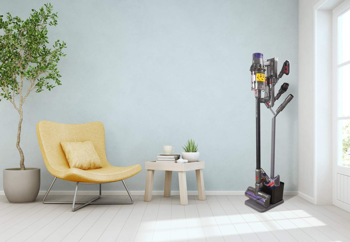 EVERIE Holder Stand Organizer with Bin Compatible with Dyson Handheld Vacuum Cleaners V6 V7 V8 V10 V11