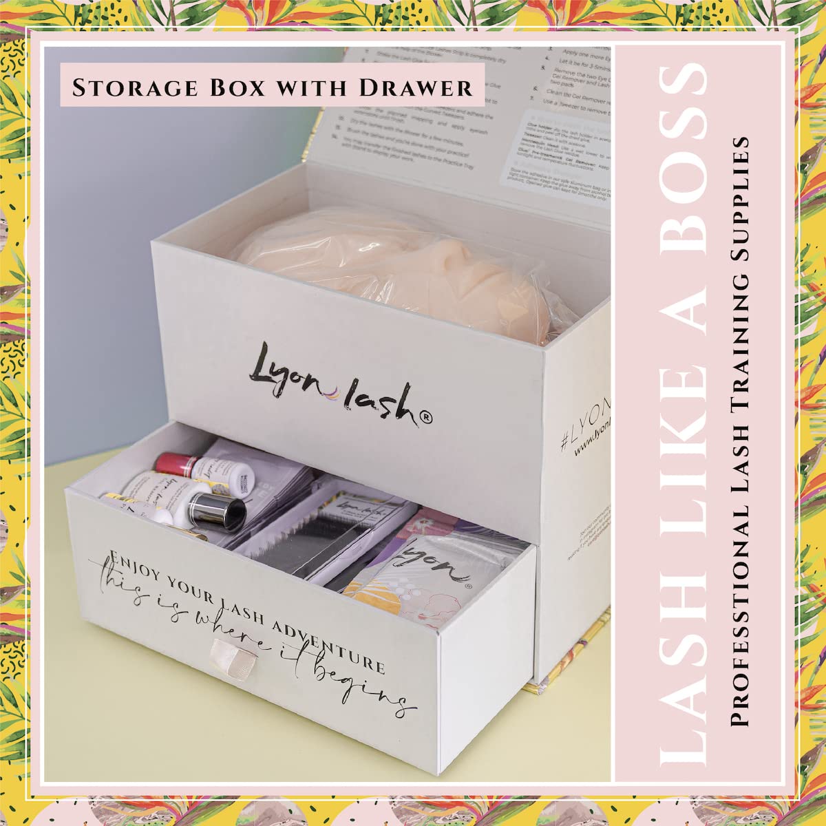Lyon Lash Eyelash Extension Kit - Professional Individual & Beginner Supplies with Mannequin, Glue, Remover, Pretreatment - Perfect Lashes & Lash Practice Kit