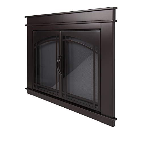 Pleasant Hearth FN-5700 Fenwick Fireplace Glass Door, Oil Rubbed Bronze, Small