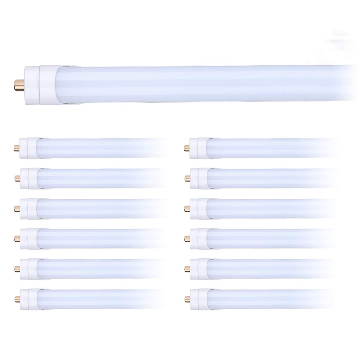 TRLIFE 8FT LED Tube Light, T8 8FT LED Bulbs 45W 6000K Cool White FA8 Base LED Tube Lights, Fluorescent Light Bulbs Replacement, Frosted Cover, 5400Lumens, Dual-End Powered (12 Pack)