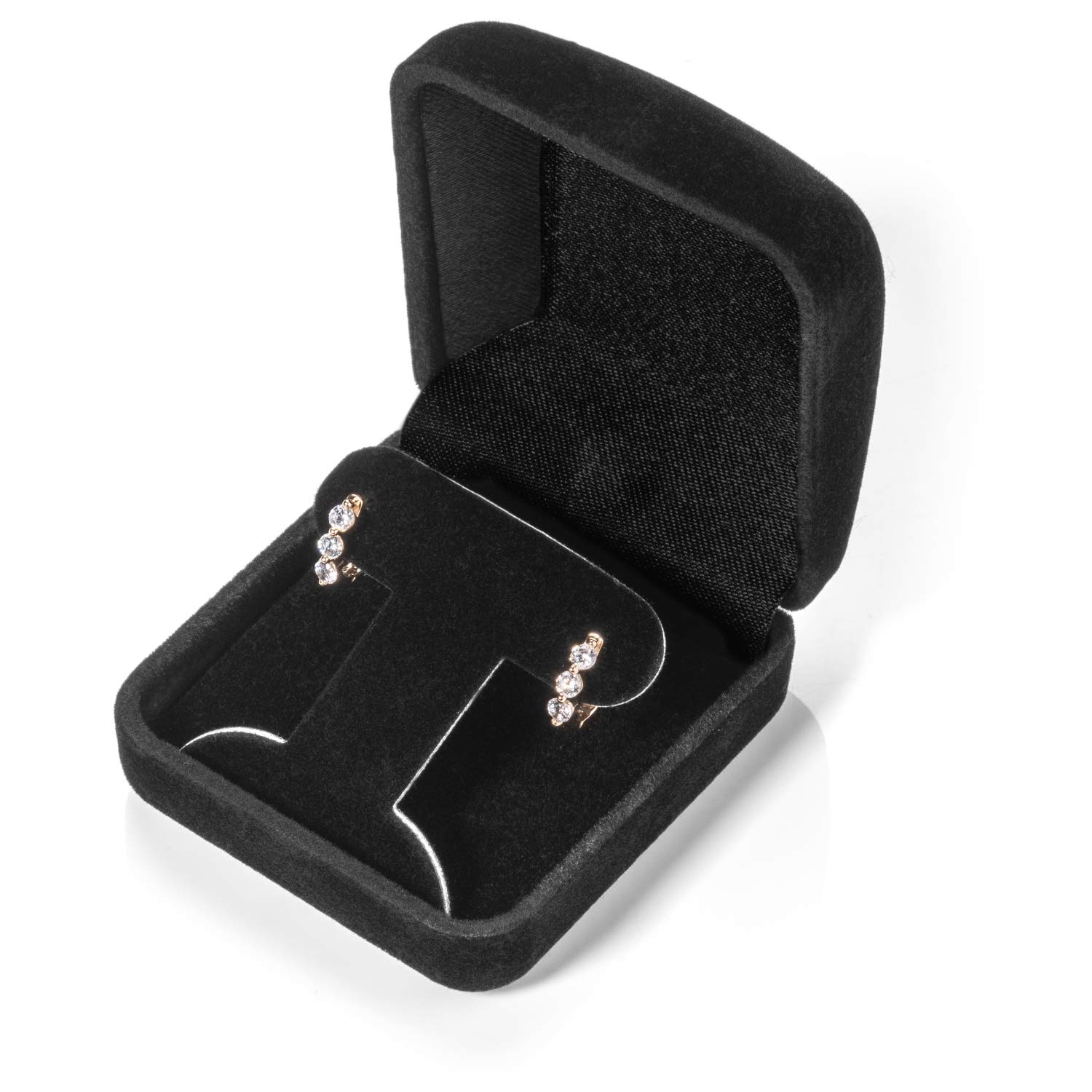 Everyday Elegance 14K Solid Yellow Gold Earrings Round Cut Huggie Hoop 3-Stone Cubic Zirconia .50 CTW With Gift Box