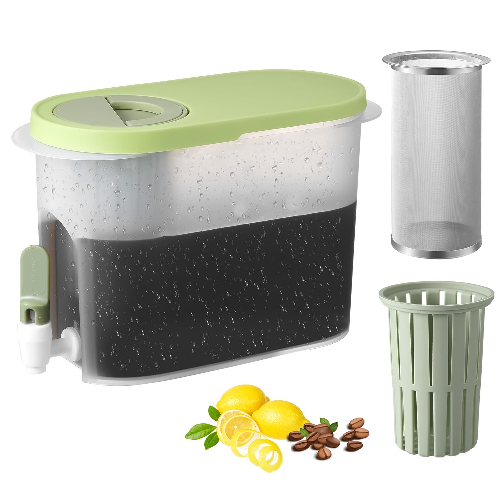 HAKFOO Cold Brew Coffee Maker Iced Coffee Maker, 3/4 GallonPolypropylene Iced Tea Maker with Ultra-Fine Mesh Steel Filter and Spigot, Cold Brew Coffee Pitcher, for Iced Coffee, Lemonade, Fruit Drinks