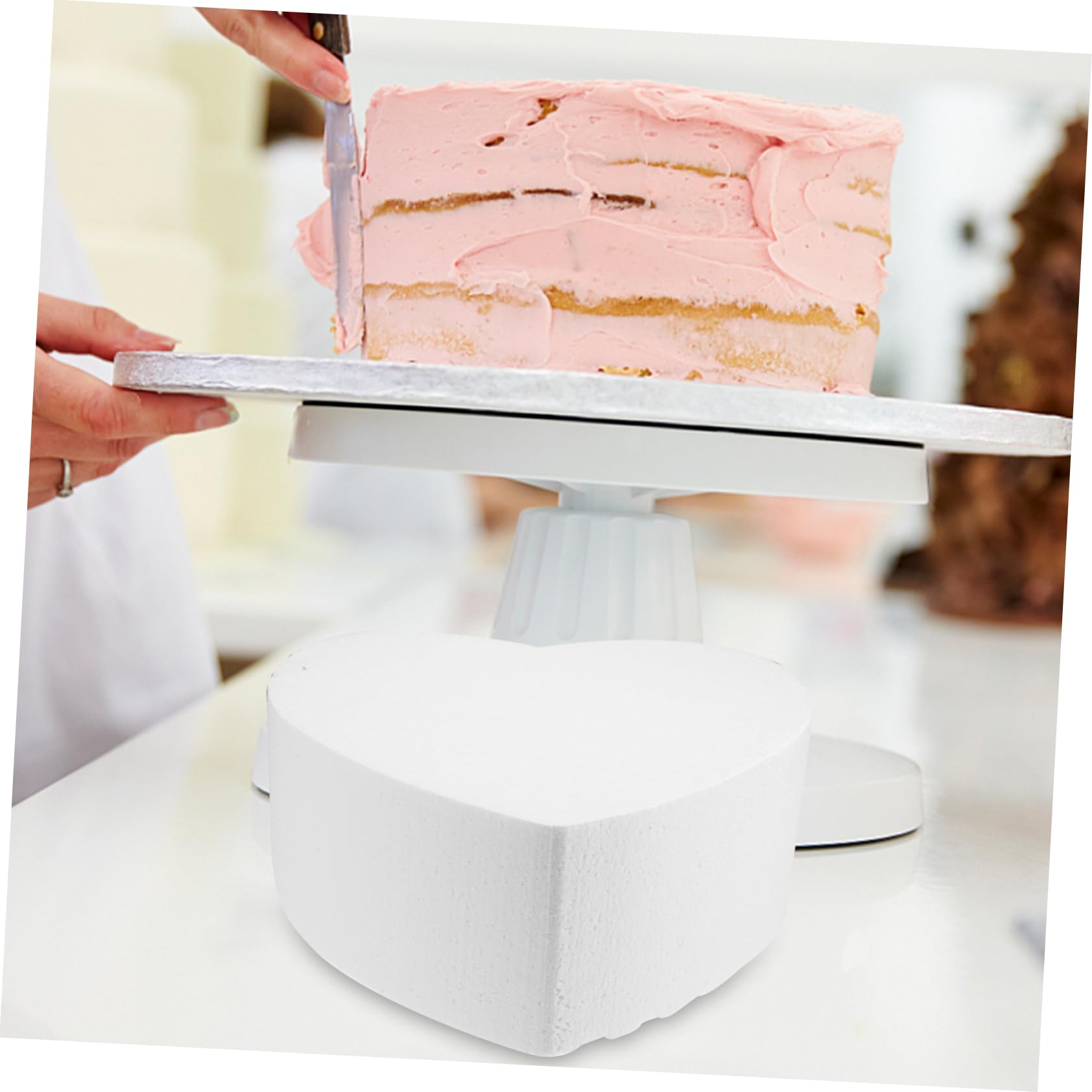 HAKIDZEL foam cake model foam heart cake dummy foam cake form foam cake rounds Foam Cake Dummy foam cake dummies wedding cupcake stand tool foam white to rotate Multifunction fondant cake