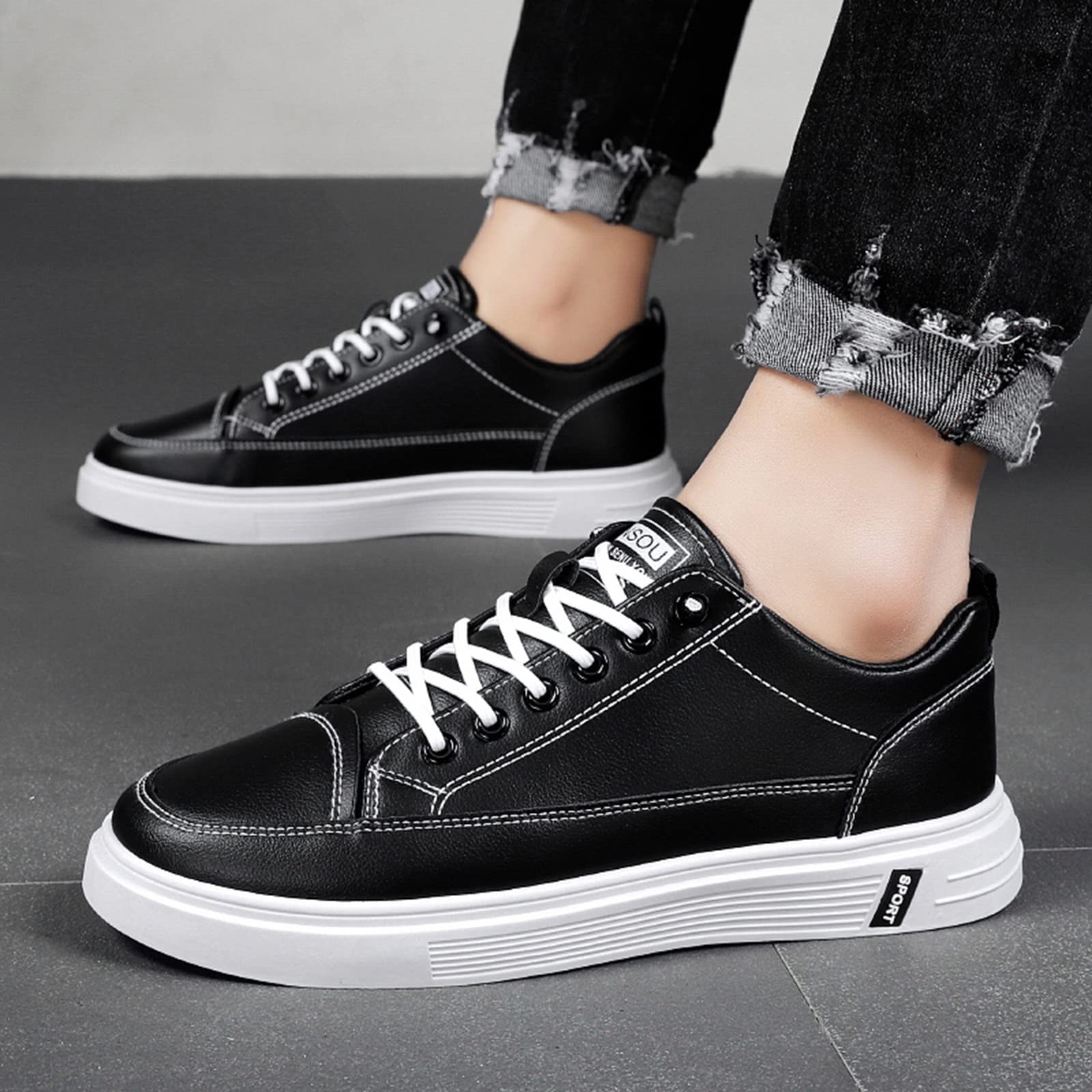 Men All Breathable Leather Casual Canvas Shoes