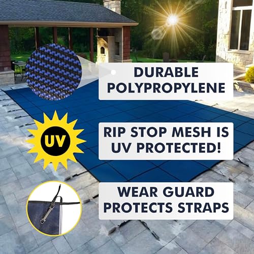 Freetime Fun Pool Safety Covers Commercial Grade 16x32ft Rectangle for Inground Pools Made in The USA - Triple Stitched Mesh Rectangular Winter Swimming Pool Cover, 4'x8' CES