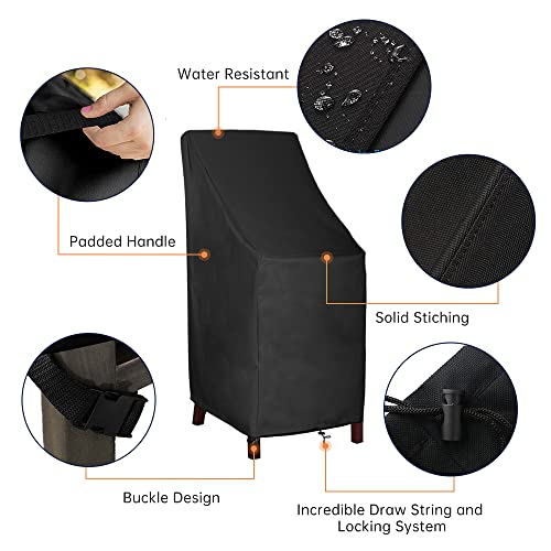 MAVINCHER Patio Chair Covers, High Back Outdoor Chair Covers Waterproof, 600D Heavy Duty Lawn Outside Barstool Chair Covers,Fits for 4-6 Stackable Dining Chairs,27"W x 27"D x 49"H, 1 Pack
