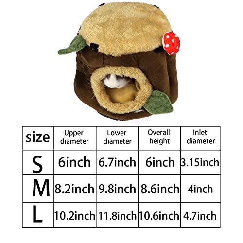 Toysructin Guinea Pig Bed, Warm Small Animal Pet Hideout House Cave Soft Tree Stump Shape Hamster Hanging Hammock, Cozy Chinchilla Hedgehog Habitat House Cage Accessories for Hamsters Rabbits Bunny