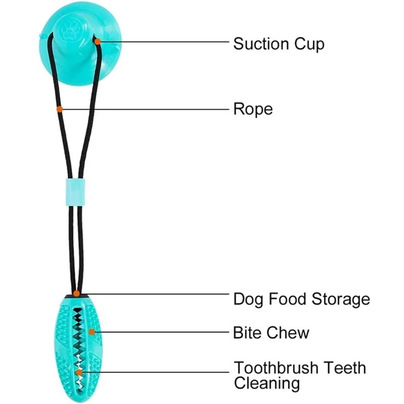 PrimePetPlay Suction Cup Dog Chew Toy - Bite Resistant and Durable - Perfect for Aggressive Chewers - Dental Health and Interactive Play, Sky Blue