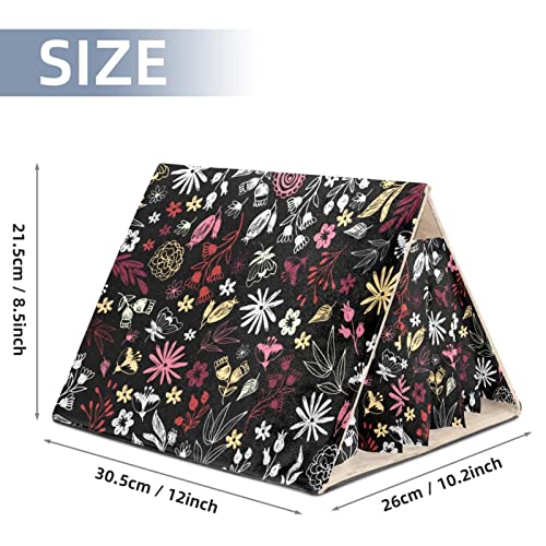 Y-DSIWX Guinea Pig Hideout Cozy Hamster House Cave for Bunny Chinchilla Hedgehog Small Animal Colourful Flowers Leaves